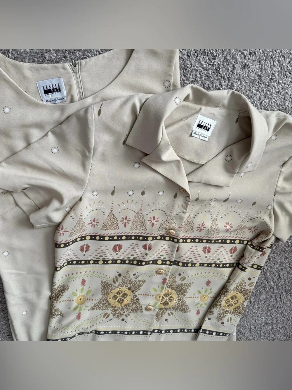 Leslie Fay | Dresses | Leslie Fay 2 Piece Dress Suit Set Womens 6 Beige ...